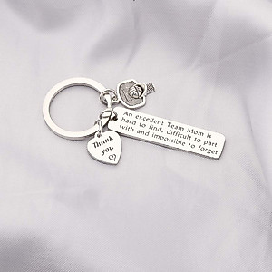 POTIY Team Mom Jewelry Team Gift Basketball Keychain An Excellent Team Mom is Hard to Find Basketball Jewelry Thank You Gift for Coach Leader Mom (Basketball Keychain-1)