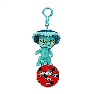 Miraculous Ladybug - Kwami Lifesize Sass, 5-inch Snake Plush Clip-on Toys for Kids, Super Soft Collectible Stuffed Toy with Glitter Stitch Eyes and Color Matching Backpack Keychain (Wyncor)