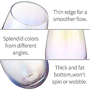 Colored Stemless Wine Glasses, 18 Oz Large Rainbow Wine Glasses, Stemless Goblet Beverage Cups with Colored Gift Box for Girl & Boy Friends Sister, Good Gift Idea for Festival Wedding Birthday Party