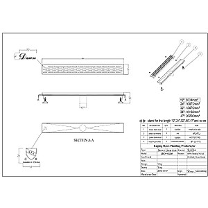 Dawn LRO360304 Contemporary Rio Orinoco River Series Linear Shower Drain, 36"