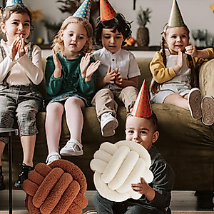 XIAIJIA Knot Pillow Ball Round Throw Pillow Decorative Pillow for Bed Soft Ball Pillow White Knotted Pillows Couch Cushions (Small,8.6inches)