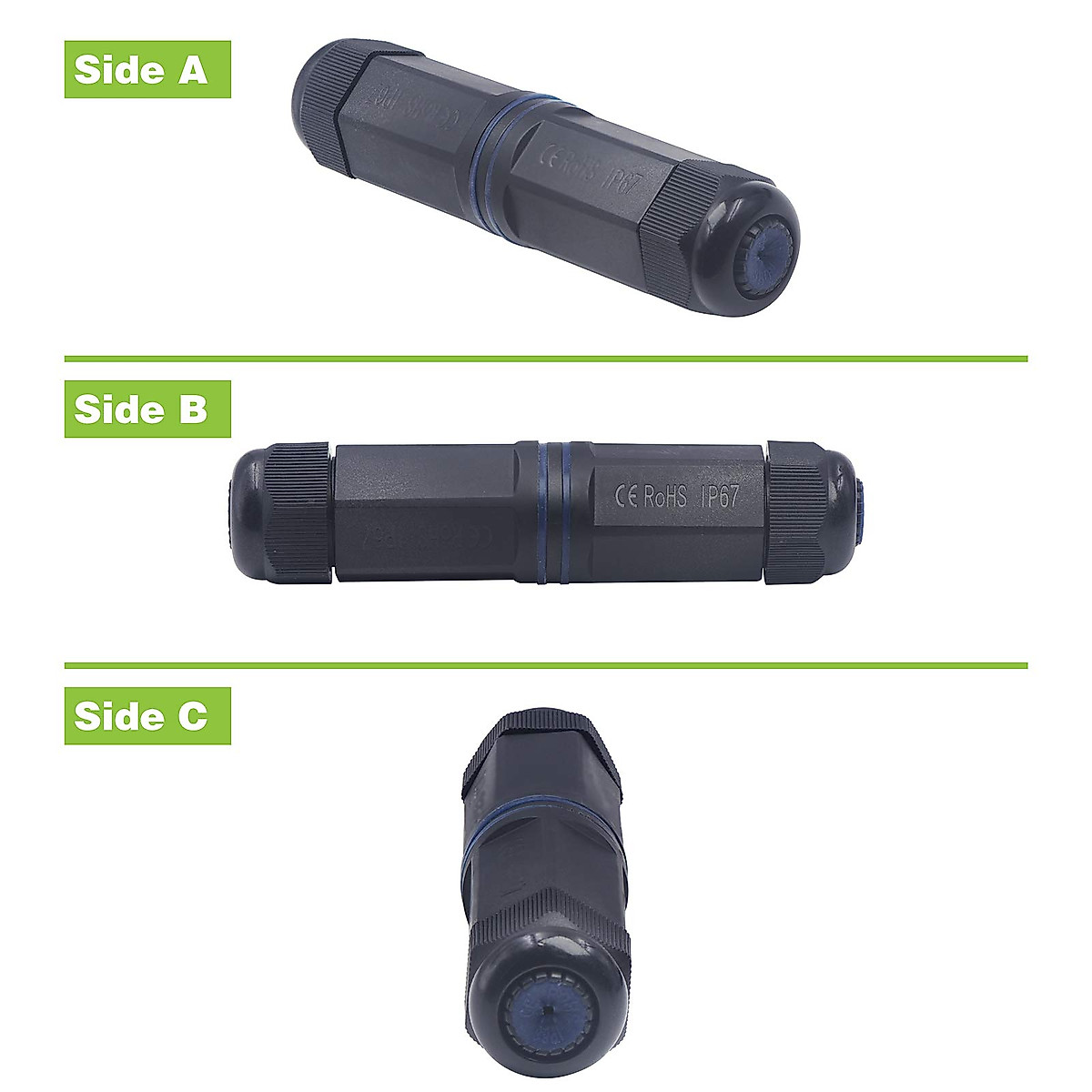 LEENUE Waterproof RJ45 Coupler 5-Pack, IP67 Waterproof Ethernet Connector Shielded Cat6 Outdoor Coupler PoE