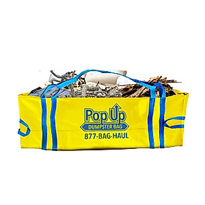 Pop Up Dumpster Bag - Yellow Flexible Dumpster Bag 3 cubic yards and holds up to 3,500 lbs, Waste Bag Heavy Duty