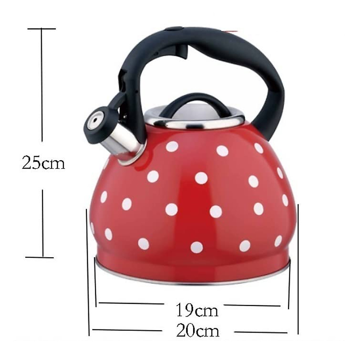 Tea Kettle Stovetop Whistling Teapot Stainless Steel Whistling Kettle 3L Whistling Teapot Water Kettle Boiling Kettle With Heat Insulating Handle Whistle Kettle Stove Top Kettle (Color : Red, Size :