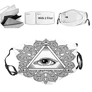 VeJerKK Eye Reusable Adults Washable Face Mask Gifts,All Seeing Eye Tattoo,Black Adults Face Masks 3D Cover for Outdoor Sport,White Black