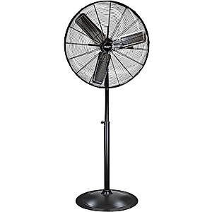Comfort Zone CZHVP30 30” High-Velocity 3-Speed Industrial Pedestal Fan with Aluminum Blades and Adjustable Height, Black