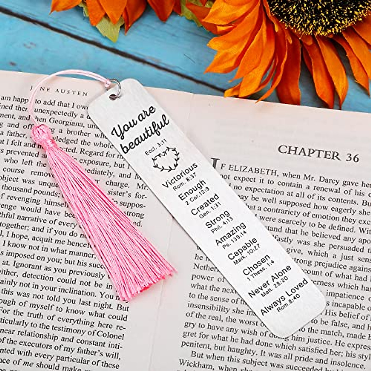 Inspirational Christian Bookmarks for Women Book Lovers Gifts for Christmas Stocking Stuffers Birthday Bible Verse Bookmark for Girls Daughter Bookish Friend Sister Baptism Religious Church Bulk Gifts