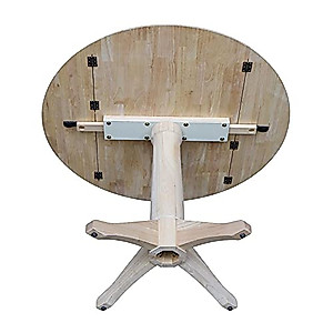 Pemberly Row 42" Round Solid Wood Dual Drop Leaf Pedestal Table - Unfinished