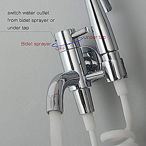 MINJING Bathroom Toilet Bidet Sprayer Kit, Black & Chrome Wall Mounted Bidet Faucet, Solid Brass Cold Water Tap 3 Meter Hose,Black