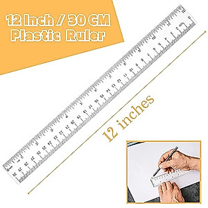 Plastic Ruler, Straight Ruler, 2PCS Clear Acrylic Ruler, 12 Inch Rulers with Centimeters and Inches, Measuring Tools for Student School Office