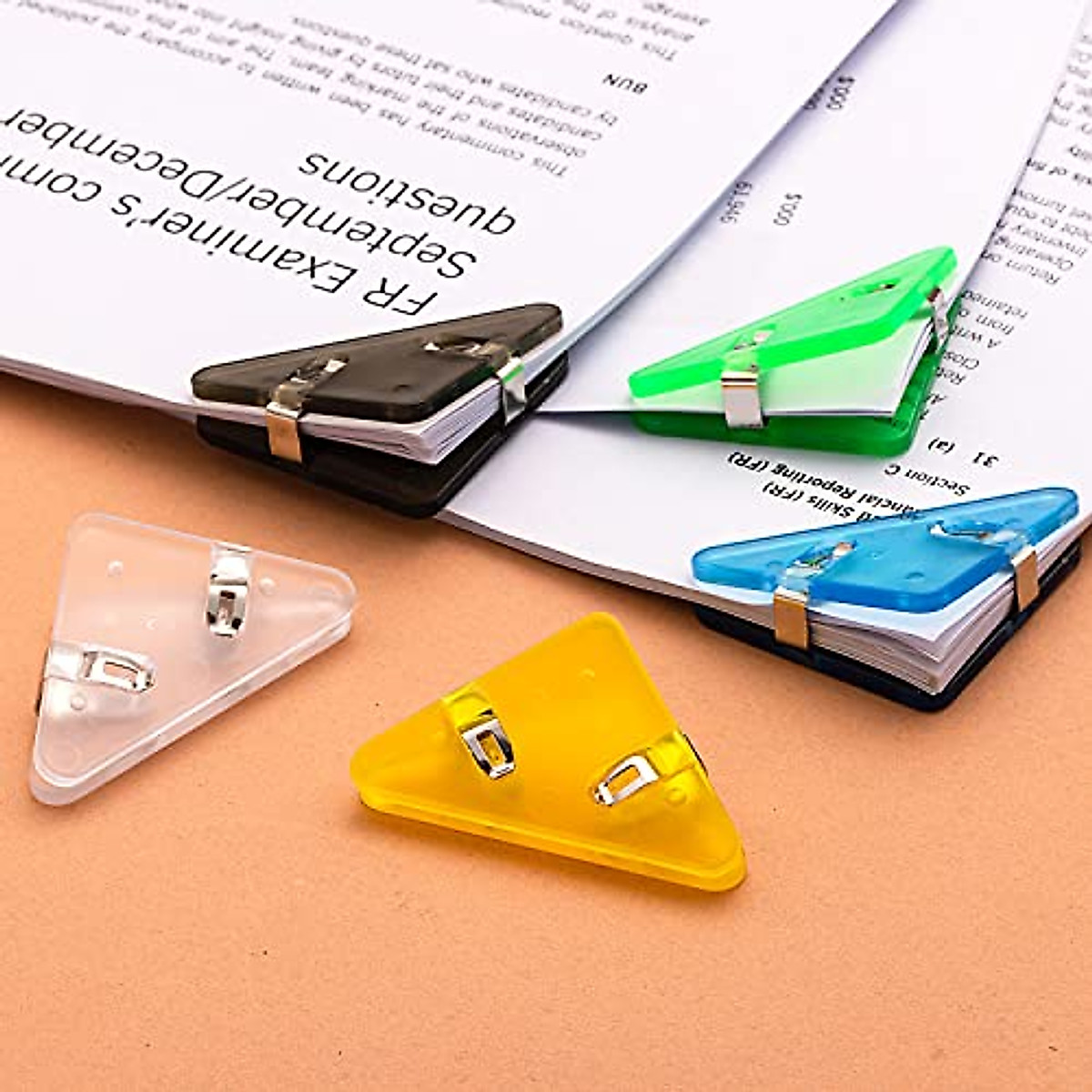 Mouchoi Corner Paper Clips, Triangle Clips, Colorful Bookmarks, 25 Pcs