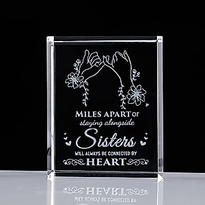 Movdyka Sisters Birthday Gifts from Sister Brother, Laser Engraved Crystal Keepsake Paperweight, Unique Personalized Paper Weight Anniversary Remembrance as Christmas Present