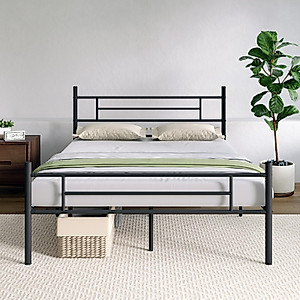 Novilla Queen Bed Frame with Headboard and Footboard, 14 Inch Metal Platform Bed Frame Queen Size, Large Storage Space, Heavy Duty Slats Support, Mattress Foundation No Box Spring Needed