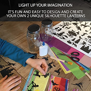Lantern Craft KIT – Arts and Crafts Gift/Activity/Projects/Party for Girls/Boys/Kids/Teens. DIY Make Your Own Silhouette Lantern Jar: 60+ Silhouettes - Fairy/Unicorn/Dragon. by Baggy Wrinkl