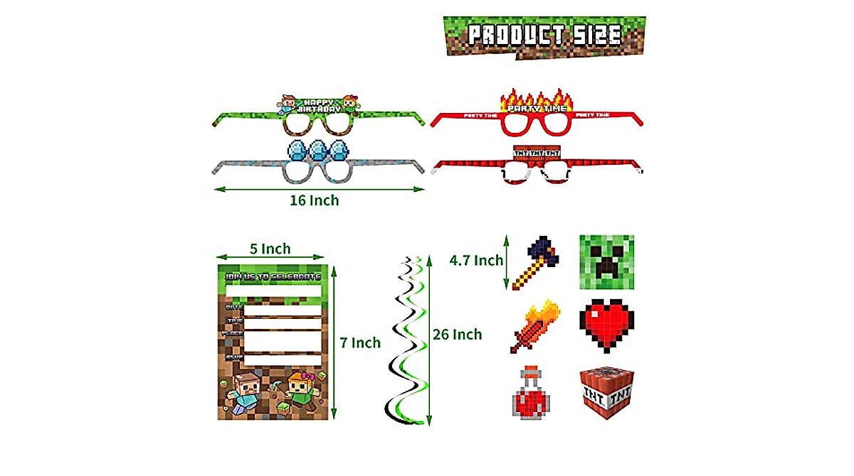 Pixel Style Gamer Birthday Party Supplies for Boys