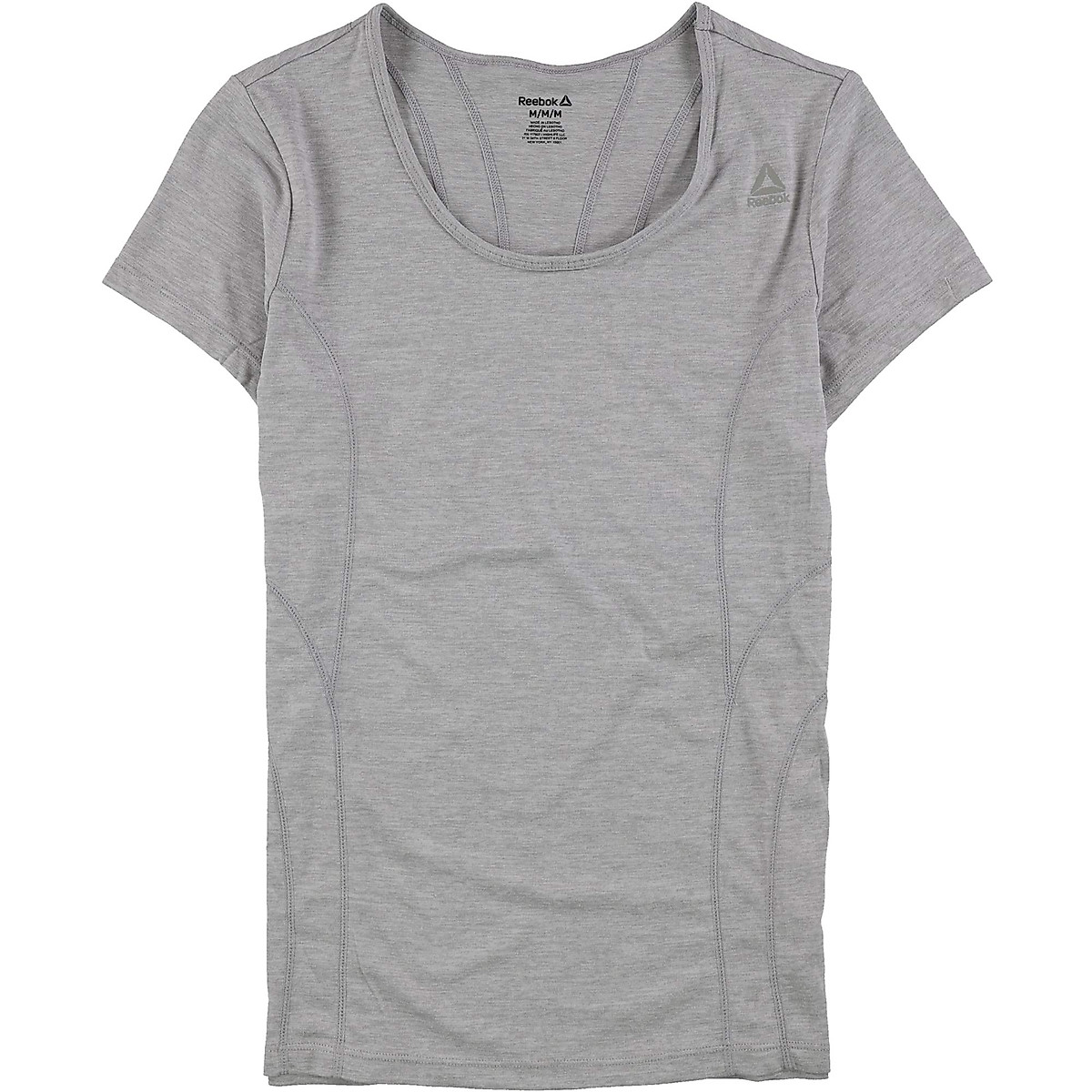 Reebok Womens Poly Marled Basic T-Shirt, Grey, Medium