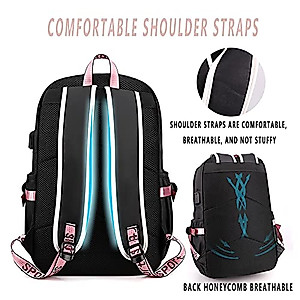 KYZXE USB Backpack Casual Daypack Lightweight Cartoon Bookbag 18.5 in Large Laptop Bag College Bag for Travel Concert Gifts-4