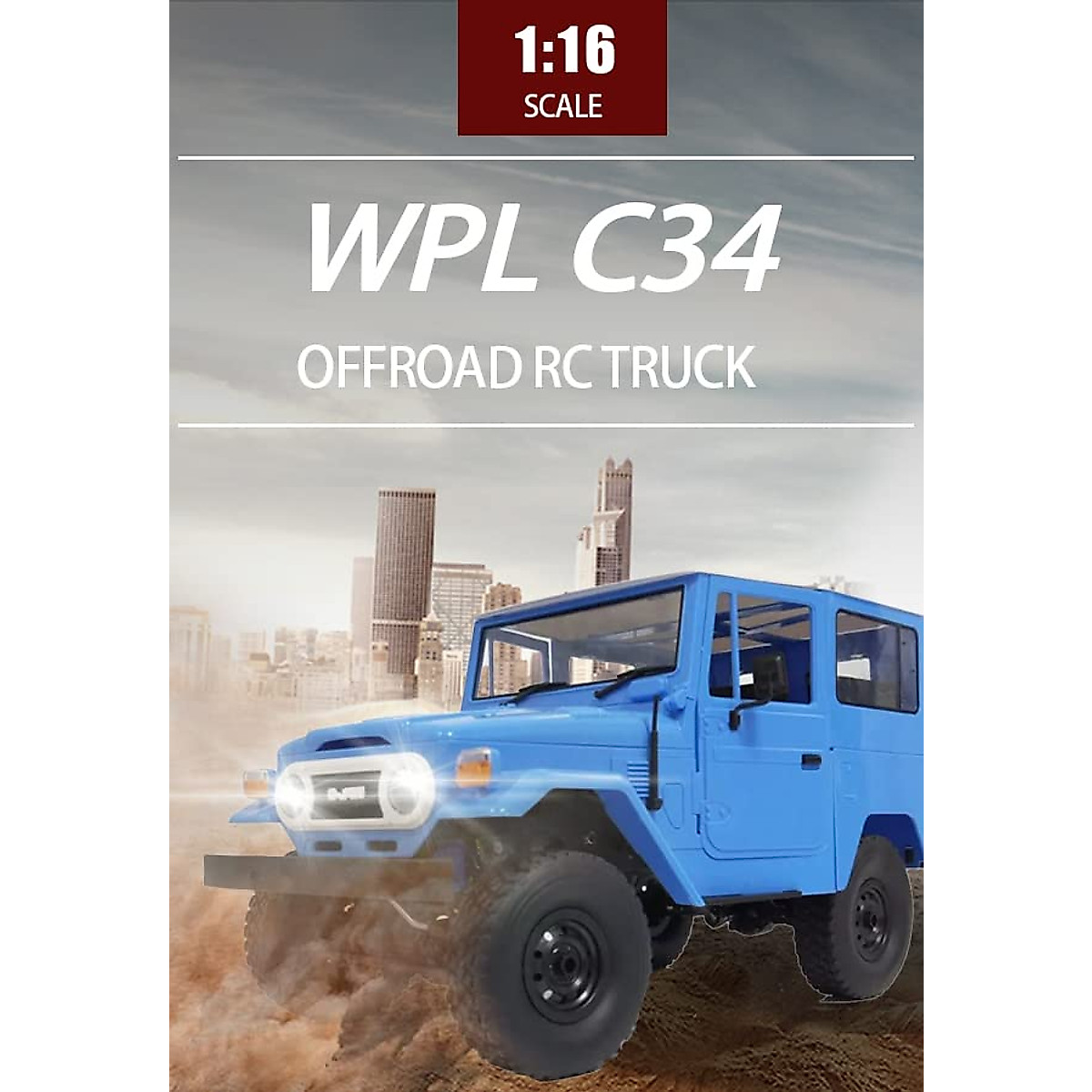 Perseids RC Rock Crawler WPL C34 RTR RC Truck, 1/16 Scale 2.4Ghz 4WD Offroad Vehicle with Trailer, Adults