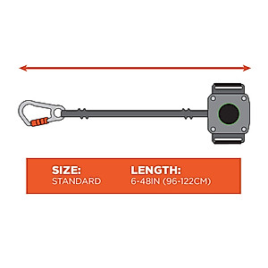 Ergodyne Squids 3002 Retractable Tool Lanyard with Locking Carabiner, Straps to Attach to Belt or Harness, Gray, Standard