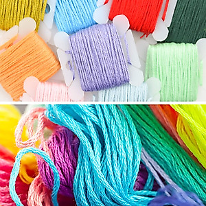 Similane Embroidery Floss 50 Skeins Cross Stitch Thread Rainbow Color Friendship Bracelets Floss Crafts Floss with 12 Pcs Floss Bobbins and 1 Pcs Needle-Threading Tool