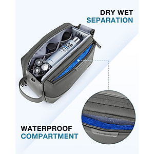 BAGSMART Toiletry Bag for Men, Large Travel Toiletry Organizer, Dopp Kit Water-resistant Shaving Bag for Toiletries Accessories - Grey