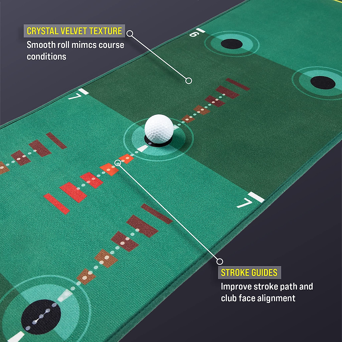 PRO PUTT 10 Foot Indoor Putting Green with Ball Return by GBD Sports - Putting Mat - Golf Gifts for Men & Women - Putting Matt for Indoors - Golf Putting Mat - Golf Training Accessories