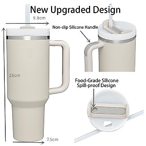 Buckshee 40 oz Tumbler With Handle and Straw Lid, Double Walled Vacuum Sealed Stainless Steel Insulated Travel mug, Travel Thermos for Hot and Cold Beverages (Bay leaf green)