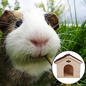 POPETPOP Guinea Pig Wooden House Bed Small Pet Animal Bed Nest Mini House for Squirrel Dutch Pig Hamster Hedgehog Rat Chinchilla