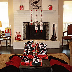 6 PCS Ninja Party Honeycomb Table Centerpiece Double Sided Martial Arts Karate Kung Fu Warriors Table Toppers Centerpieces for Ninja Theme Baby Shower Birthday Party Table Decorations Supplies