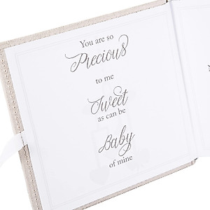 Happy Homewares Cute and Beautiful Neutral Grey Suede Baby Shower Photo Album - 80 Spaces for 4x6 Photos | White Moon and Stars