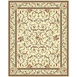 SAFAVIEH Lyndhurst Collection 10' x 14' Ivory / Ivory LNH322A Traditional Oriental Scroll Non-Shedding Living Room Bedroom Dining Home Office Area Rug