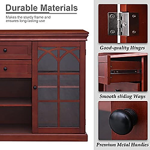 Erinnyees Storage Console Cabinet, Modern Kitchen Storage Sideboard with 2 Drawers and 2 Cabinets, Buffet Server Cabinet for Living Room, Entryway, Hallway, Brown…