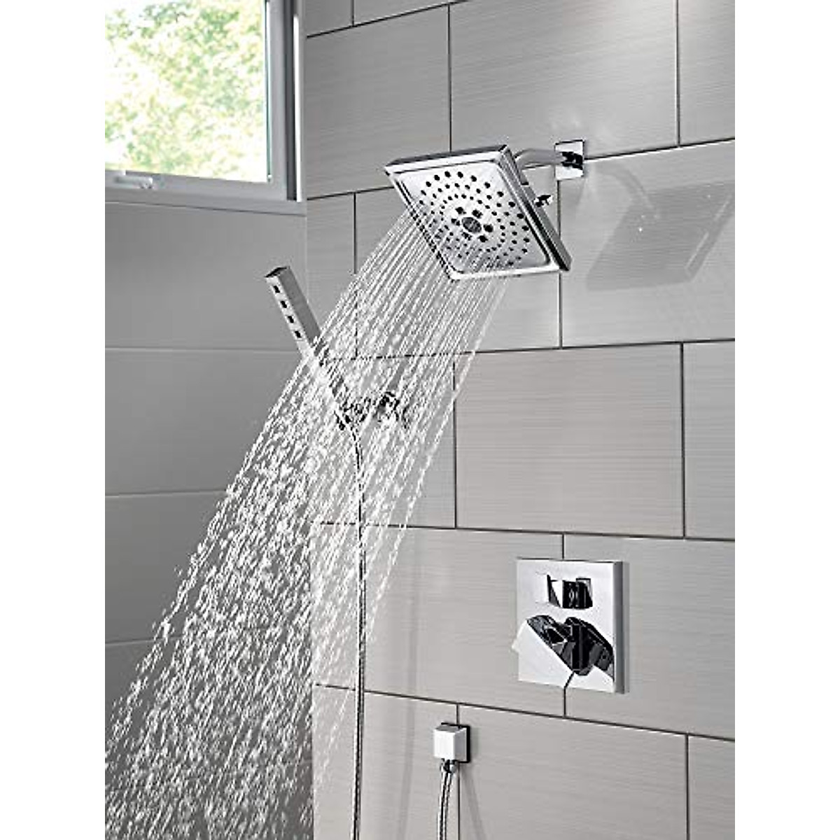 DELTA FAUCET 55567-BL H2Okinetic Adjustable Wall Mount Hand Shower Handshower, Matte Black