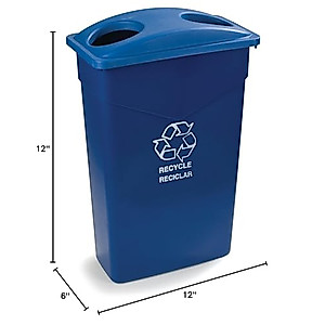 Carlisle FoodService Products 342027REC14 TrimLine Plastic Bottle/Can Recycle Lid, 12" Length x 12" Width x 6" Height, Blue, for 343023REC and 342015REC Containers