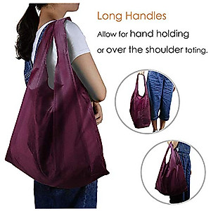 Ripstop Reusable Grocery Bags Set 5, Washable Foldable Shopping Bags,Reusable Shopping Tote, Light Weight(Grey,Black,Burgundy,Purple,Navy Blue)