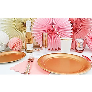 Just Artifacts 2oz Plastic Shot Glasses (120pcs, Metallic Rose Gold Rim)