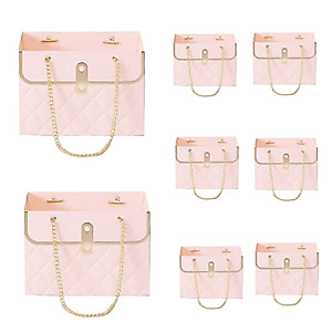 LONG XIN SERIES 8pcs Pink Flower Gift Bags Florist Present Craft Paper Boxes Portable Flower Bags Rectangular Gift Bags for Gift Package