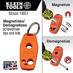 Klein Tools MAG2 Demagnetizer / Magnetizer for Screwdriver Bits and Tips, Makes Tools Magnetic with Powerful Rare-Earth Magnet