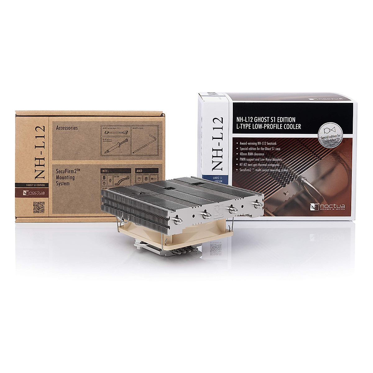 Noctua NH-L12 Ghost S1 Edition, Premium Low Profile CPU Cooler with Quiet 92mm PWM Fan For Desktop (Brown)