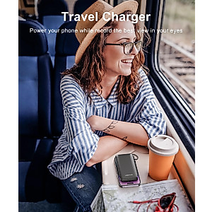 Metecsmart Portable Charger Power Bank with Built in Cable and AC Wall Plug, 10000mAh Fast USB C Phone Charger, Slim Thin Mini Charging Battery Pack Compatible with Smartphones and All USB-C Devices