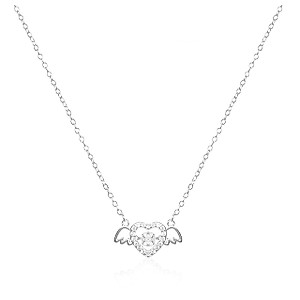 14K White Gold Plated Sterling Silver Dainty Women Pendant Necklace with CZ Stones for Girlfriends Gift Packed (Infinity Heart)