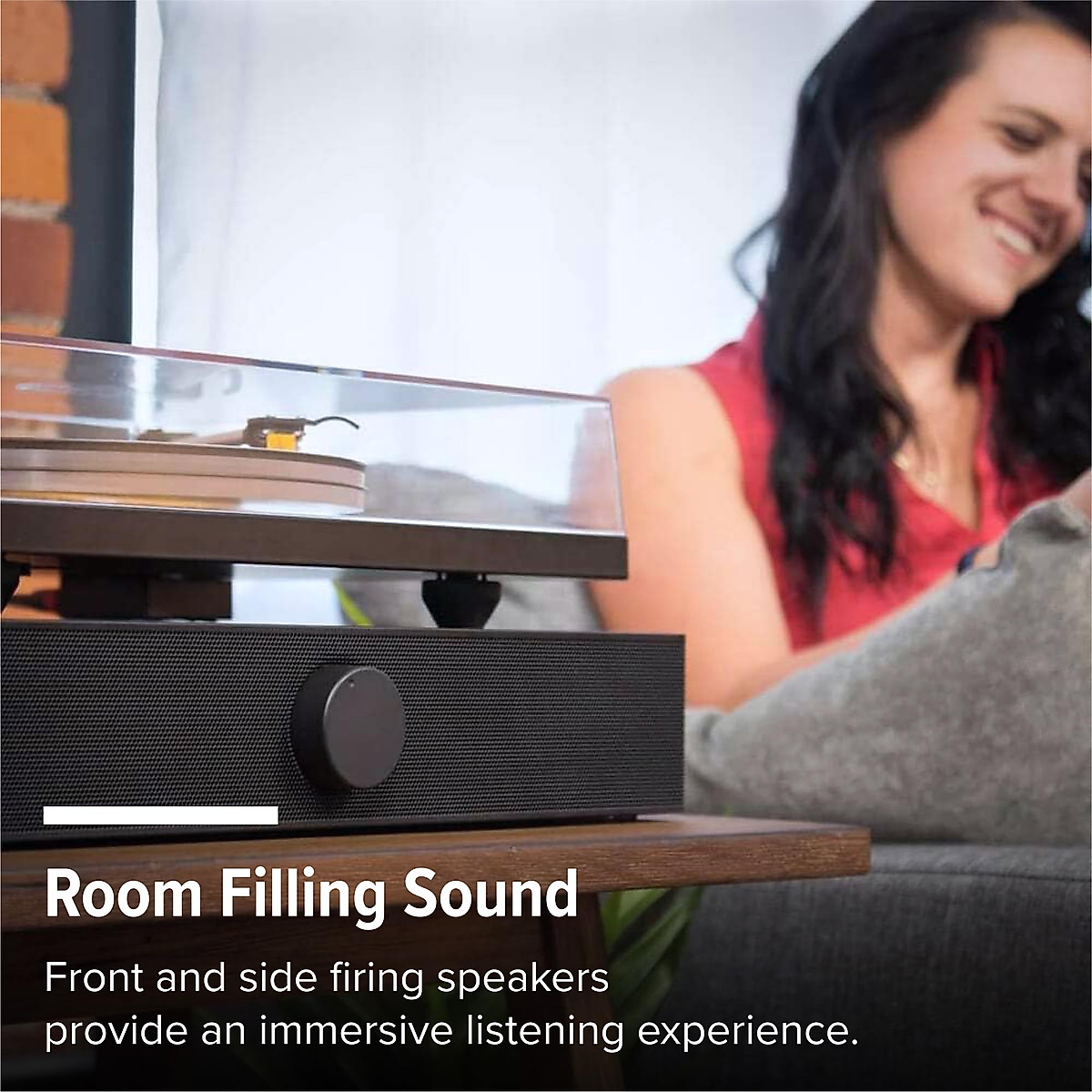 Andover Audio Spinbase Speaker System Designed for Turntables; Phono Input, Bluetooth, aux-in, Bass and Treble Control, ISOGroove Anti-Feedback - (Black)