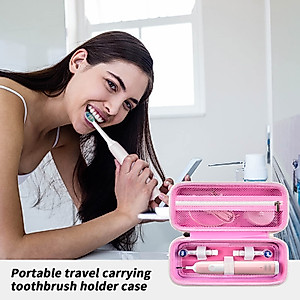 Toothbrush Travel Case Compatible with Oral-B Pro 1000, 2000, 3000, 3500, 1500/ for Philips Sonicare ProtectiveClean 4100 5100 Electric Toothbrush with Mesh Pocket for Accessories - Pink (Bag Only)