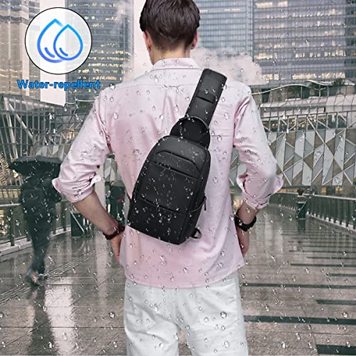 Messenger Bag for Men,Small Black Sling Crossbody Bags,Waterproof Daypacks,Hiking Biking Shoulder Bag
