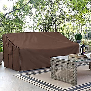 BRIVIC Patio Furniture Covers Waterproof for Sofa, Outdoor loveseat Covers Fits up to 54W x 38D x 35H inches, Brown