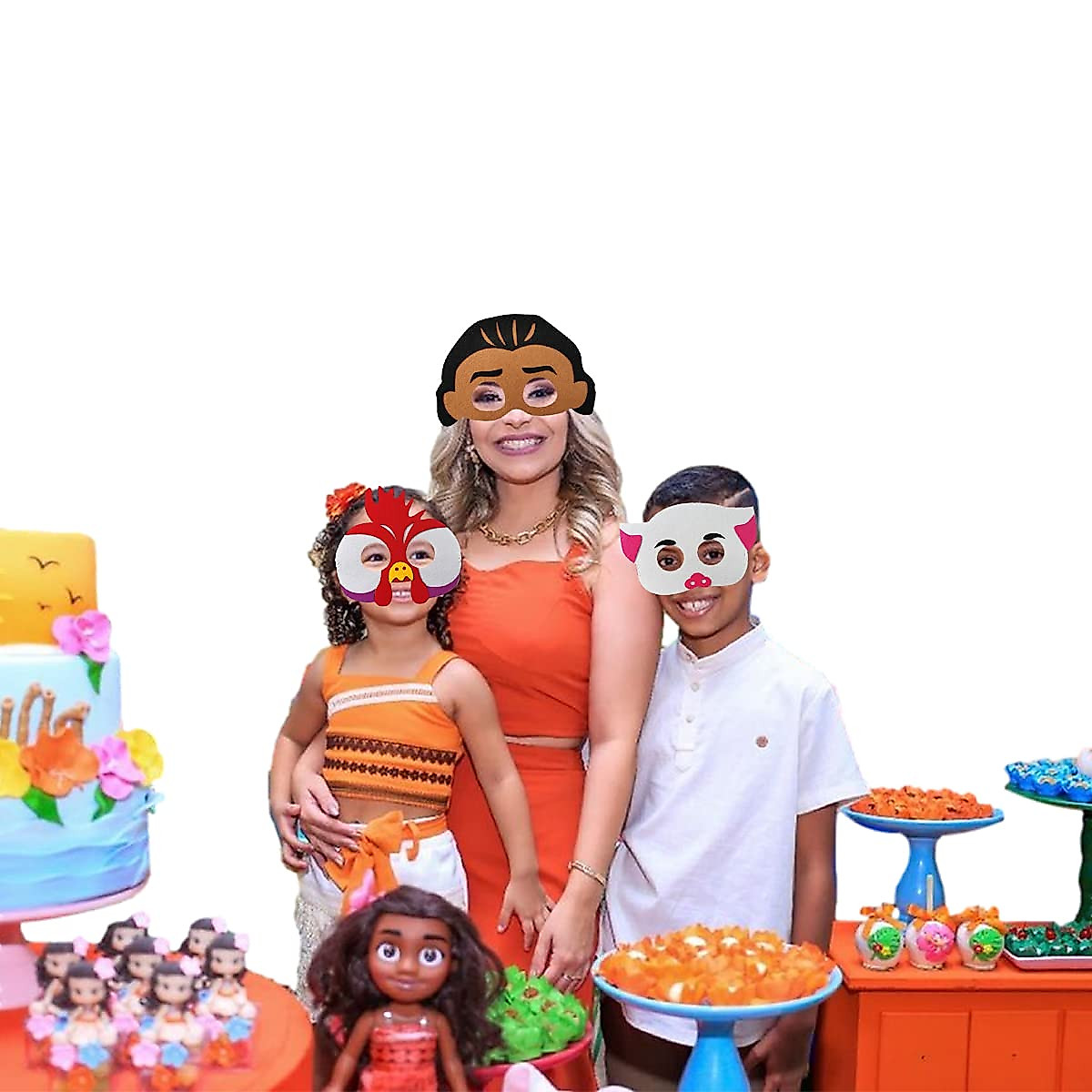 NF 11pcs Tropical Felt Mask, Hawaiian Theme Party Supplies, Boy and Girl Birthday Party Dress Up Blindfold