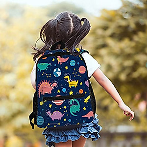 Dinosaurs Space with Planets Backpack Toddler Girls Boys Preschool School Bag Kids Casual Travel Daypack Bookbag Schoolbag for Primary Children Students