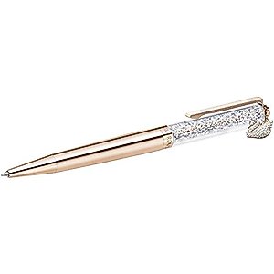 Swarovski Crystal Authentic Crystalline Rose Gold Plated Swan Charm Ballpoint Pen