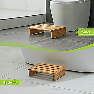 OasisCraft One Step Stool 4 Inch, Bamboo Platform Safety Step for Elderly, Mobility Half Step Stool Portable Step Riser, Stepping Stool Foot Stool for Stairs, Cars, Bedside, Bathroom, Kitchen (450 Lb)