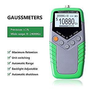 Permanent Magnet Gauss Meter Tesla Meter Fluxmeter with 5% Accuracy Probe 0 to 2400mT